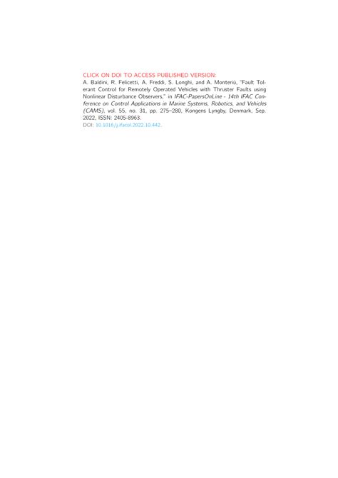 Pdf Fault Tolerant Control For Remotely Operated Vehicles With