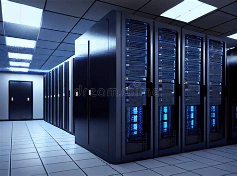 Data Center Server Room Supercomputer Datacenter Abstract Generative Ai Illustration Stock