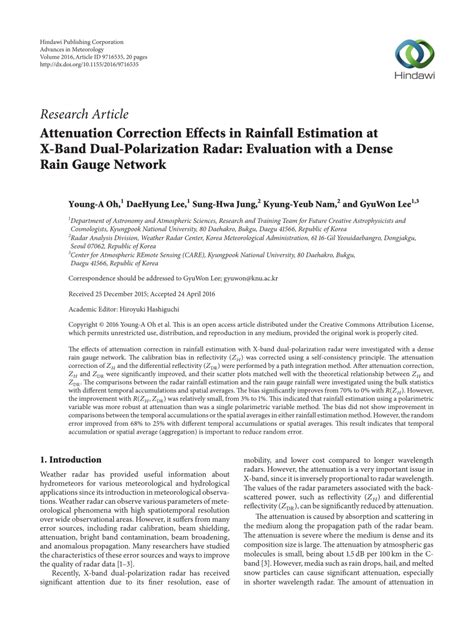 Pdf Attenuation Correction Effects In Rainfall Estimation At X Band