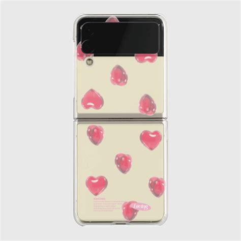 더나인몰 클리어 하트 패턴 Z플립 클리어하드케이스 위시버킷