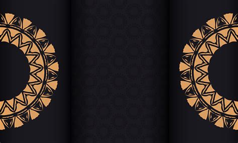 오렌지 장식이있는 검은 색의 인쇄 디자인 엽서를위한 고급스러운 템플릿 텍스트 및 빈티지 패턴에 대한 장소초대 카드의 벡터 준비 0명에 대한 스톡 벡터 아트 및 기타 이미지