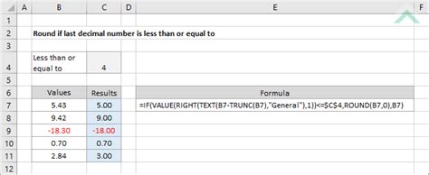 Round If Last Decimal Number Is Less Than Or Equal To Excel Exceldome