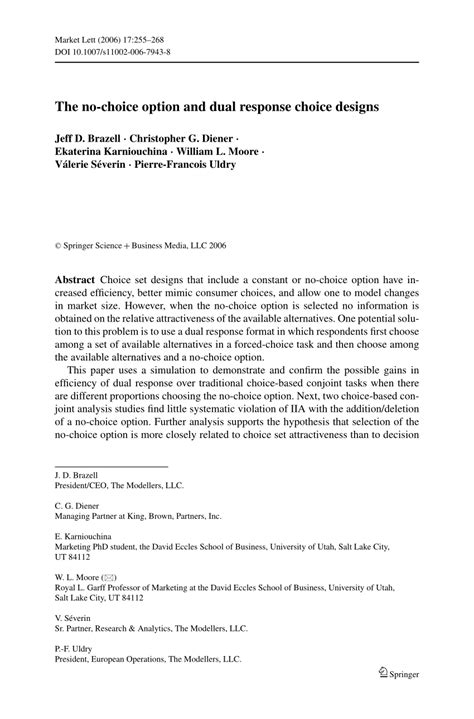 pdf the no choice option and dual response choice designs