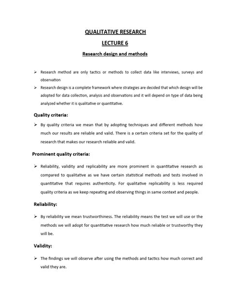 Research Lecture 6 Pdf Validity Statistics Quantitative Research