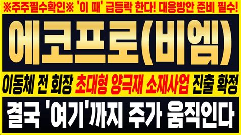 에코프로 에코프로비엠 이동체 전 회장이 공개한 초대형 호재 여기까지 주가 움직이다가 이 때 급락합니다 그러니 그 전에 대응방안 준비하세요 에코프로 에코