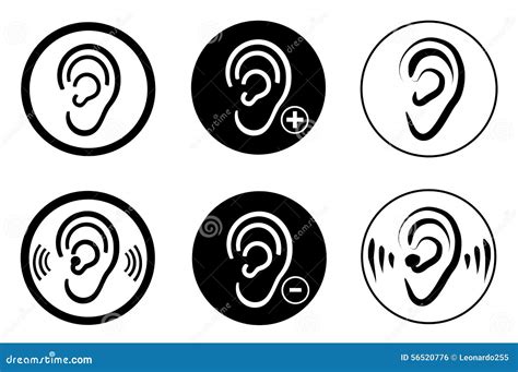 Ear Hearing Aid Deaf Problem Icons Set Vector Symbol Isolated On White