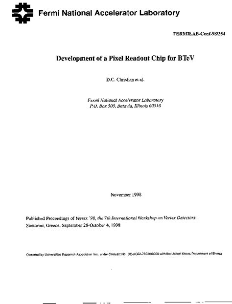 Pdf Development Of A Pixel Readout Chip For Btev