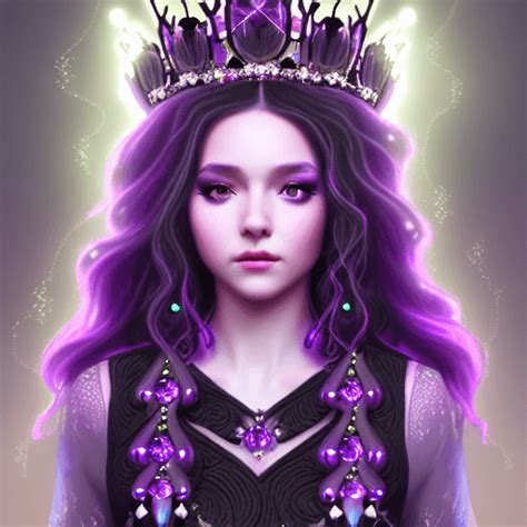 Beautiful Princess In Purple Dress With Sparkly Black Crown · Creative