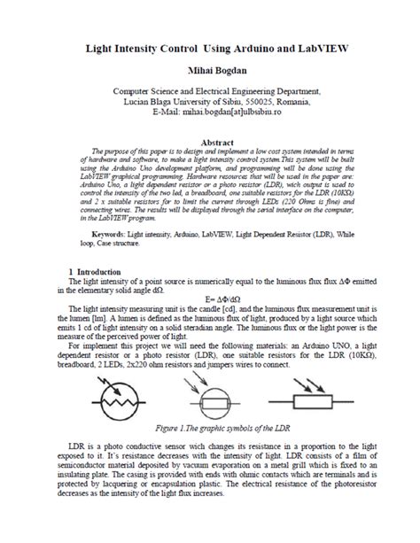 Pdf Light Intensity Control Using Arduino Uno And Labview