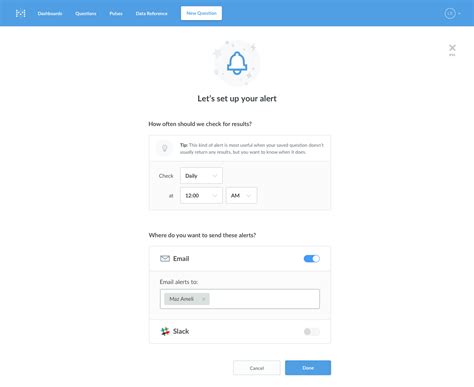 Designs For Alerts Feature · Issue 6261 · Metabasemetabase · Github