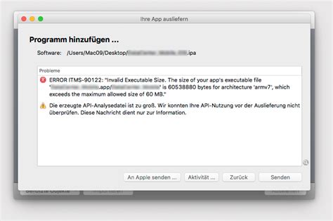 Ios Error Itms 90122 Invalid Executable Size Stack Overflow