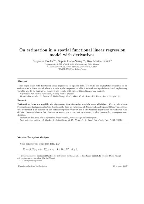 Pdf On Estimation In A Spatial Functional Linear Regression Model