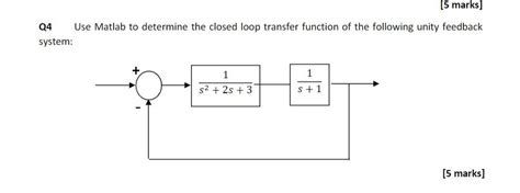 Solved Q4 Use Matlab To Determine The Closed Loop Transfer