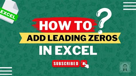 How To Add Leading Zeros In Excel Youtube