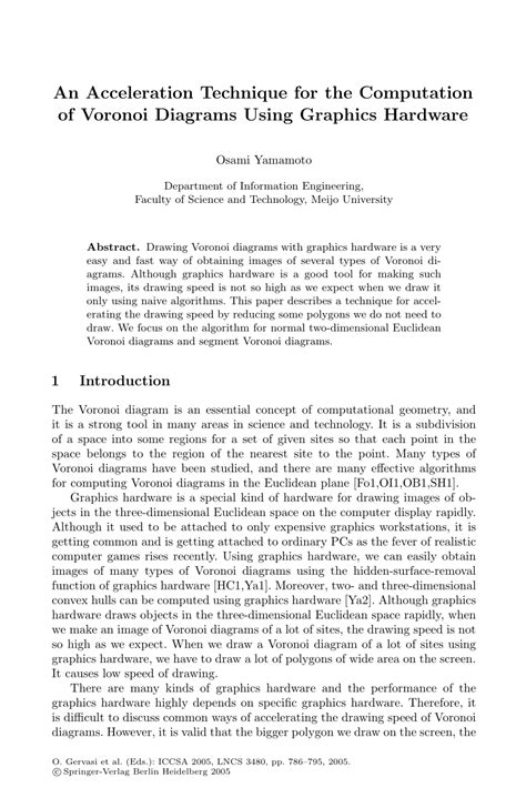 pdf an acceleration technique for the computation of voronoi diagrams