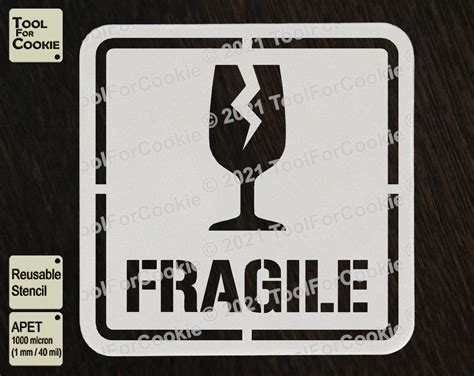 Fragile Stencil Fragile Symbol Packaging Stencil Glass Etsy Singapore