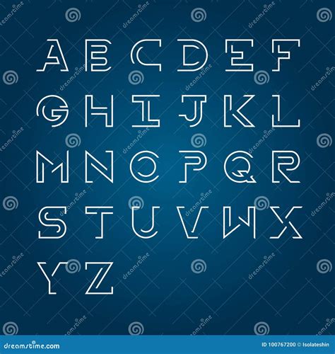 Linear Uppercase Modern Alphabet Design Set Minimalist Style Incomplete