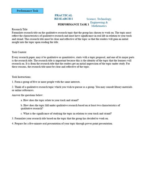 Performance Task 1 Pdf