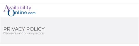 Availability Online Privacy Statement