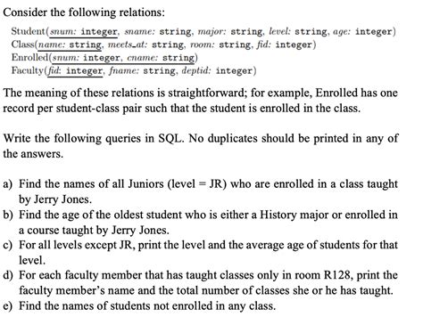 Solved Consider The Following Relations Studentsnum