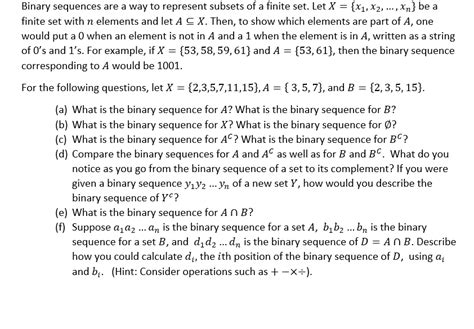 Solved Binary Sequences Are A Way To Represent Subsets Of A