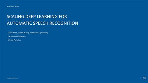 Gtc 2020 Scaling Deep Learning For Automatic Speech Recognition