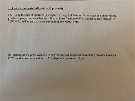 Solved II Calculations Pts Indicated Pts Total Chegg Com