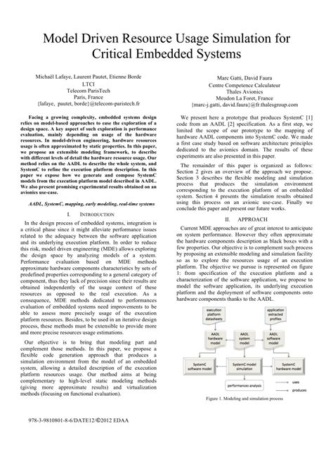 Pdf Model Driven Resource Usage Simulation For Critical Embedded Systems