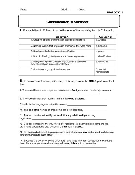 27 Biological Classification Worksheet Answers Worksheet Information