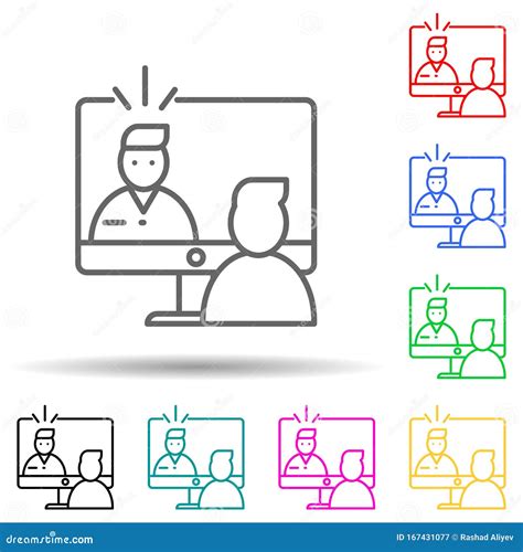 Online Interview Multi Color Style Icon Simple Thin Line Outline