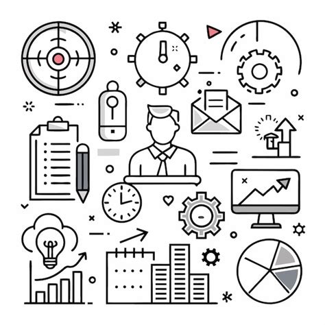 Business Strategy With Target Gears Computer And Buildings Premium Ai Generated Vector