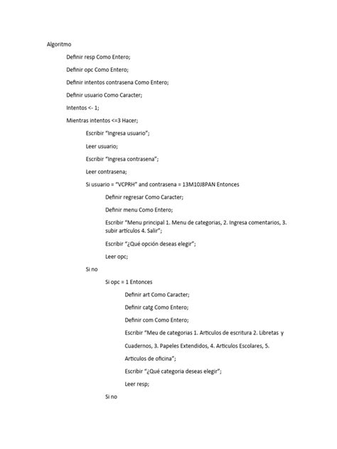 Algoritmo Pseint Pdf