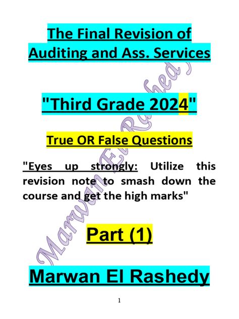 Final Revision Of Auditing Part 1 Pdf Audit Certified Public