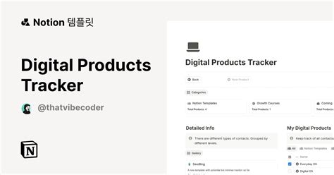 Digital Products Tracker 템플릿 제작자 That Vibe Coder Notion 노션 마켓플레이스