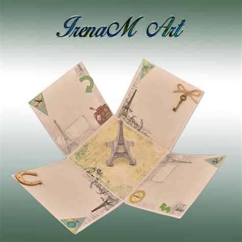 Ръчно изработена кутия за подарък изненада Айфеловата кула Ръчно изработени изделия от хартия