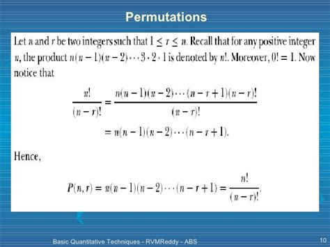 Quantitative Techniques Basics Of Mathematics Permutations And Combin
