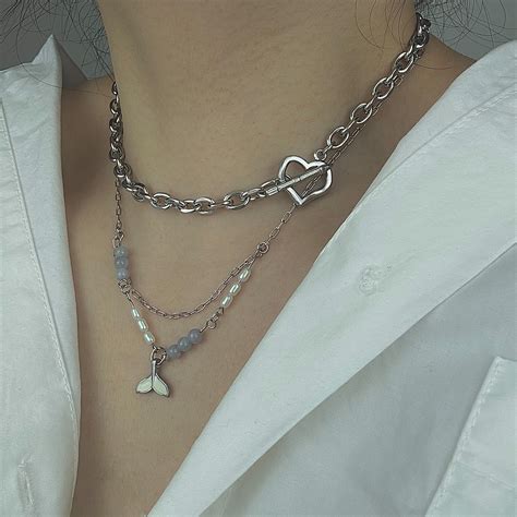 주문폭주🔥[new Color추가 Made]오팔진주 원석 돌고래 꼬리 써지컬 목걸이 7color