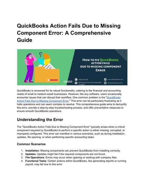 PPT QuickBooks Action Fails Due To Missing Component Error A