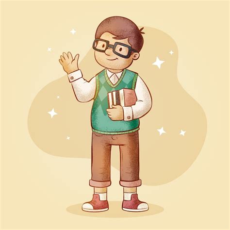 Free Vector Hand Drawn Nerd Cartoon Illustration