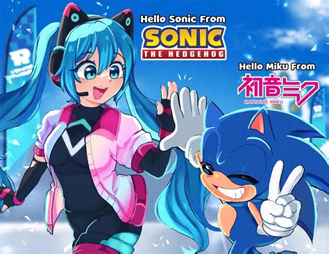 Hatsune Miku And Sonic The Hedgehog Vocaloid And 2 More Drawn By Mimiipyon Danbooru
