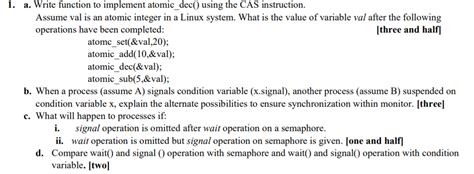 Solved 1 A Write Function To Implement Atomicdec Using