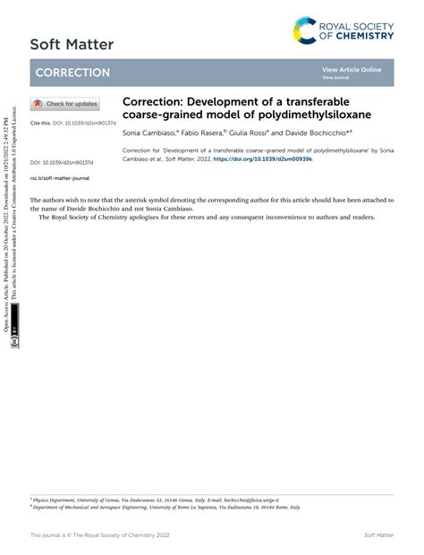 Pdf Correction Development Of A Transferable Coarse Grained Model Of