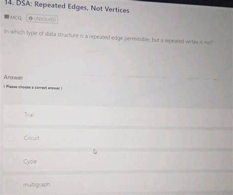 DSA Repeated Edges Not Vertices MCQ In StudyX
