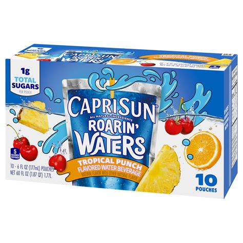 Capri Sun Roarin Waters Flavored Water Beverage Tropical Punch Front