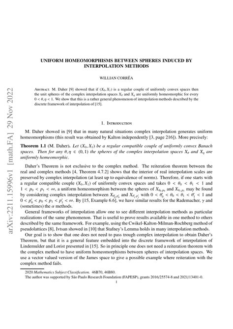 Pdf Uniform Homeomorphisms Between Spheres Induced By Interpolation Methods