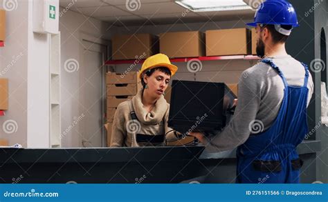 Female Employee Scanning Barcodes On Goods Stock Photo Image Of Package Group