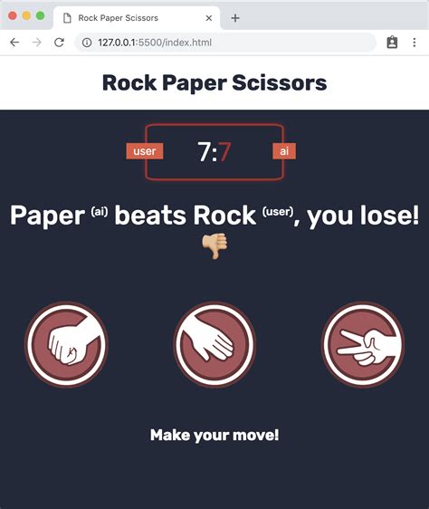 Github Barclayd Rock Paper Scissors Rock Paper Scissors Js Game Written For Browser Using