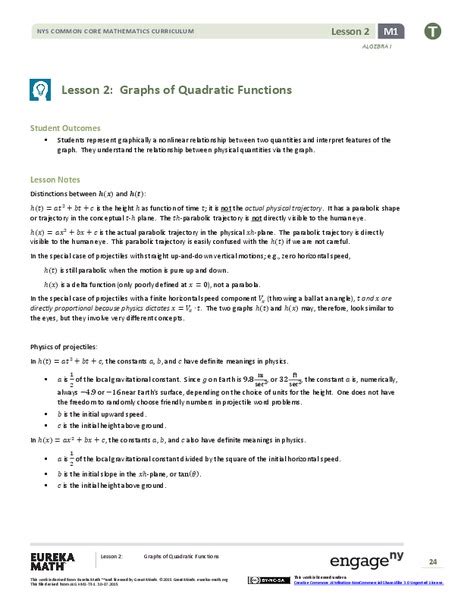 graphs of quadratic functions lesson plan for 9th 12th grade lesson