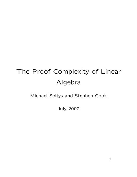 The Proof Complexity Of Linear Algebra Lics 2002 Pdf
