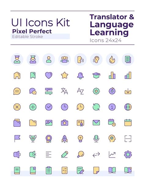 Premium Vector Translator Pixel Perfect Rgb Color Ui Icons Set